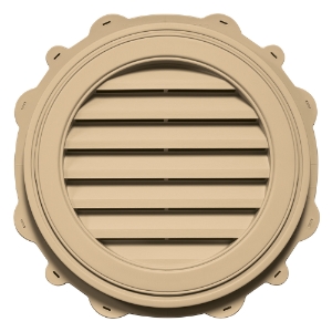 Wausau Supply | 22 in. Round Louver Gable Vent #045 Sandstone Maple