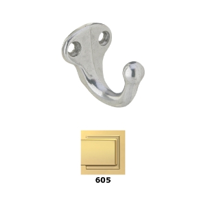 Wausau Supply | Ives 581 Wardrobe Hook Single Solid Brass 605 Bright Brass - Model: 581MB3